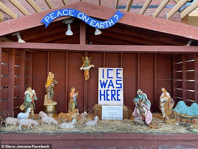 Crusading reverend puts up anti-ICE sign on church’s NATIVITY scene as ...